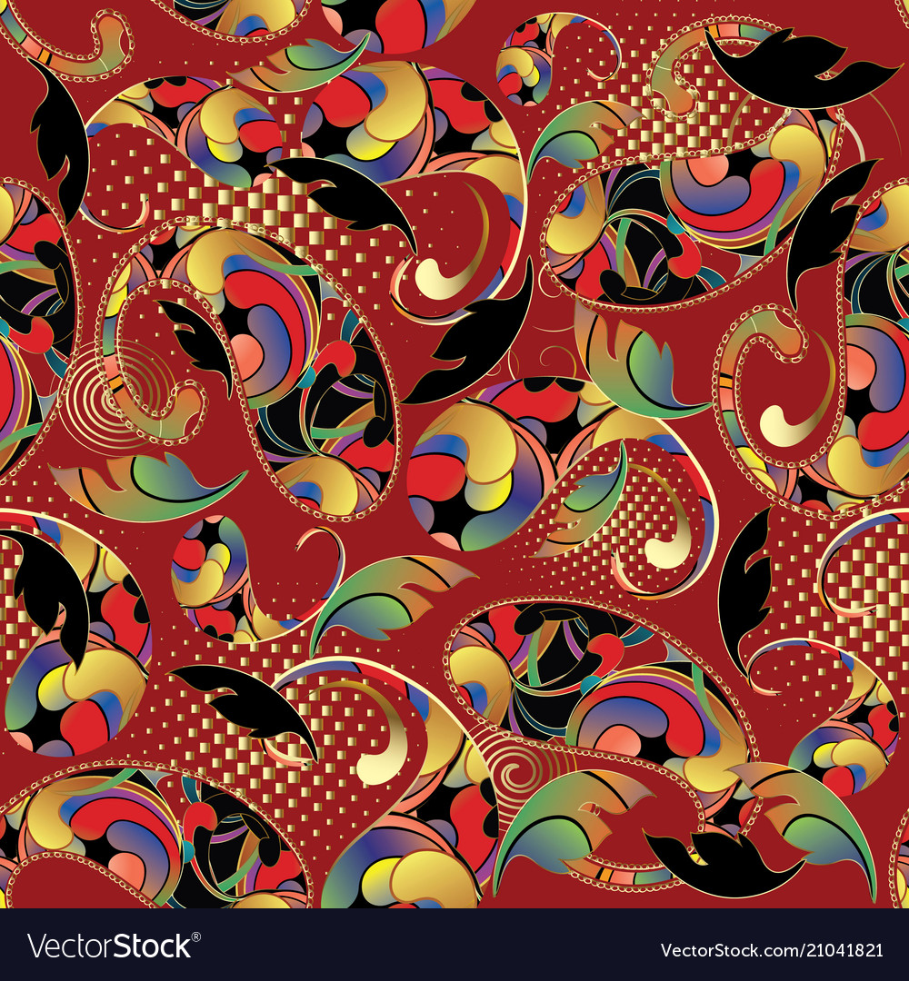 Ornamental Colorful Paisley Seamless Pattern Vector Image