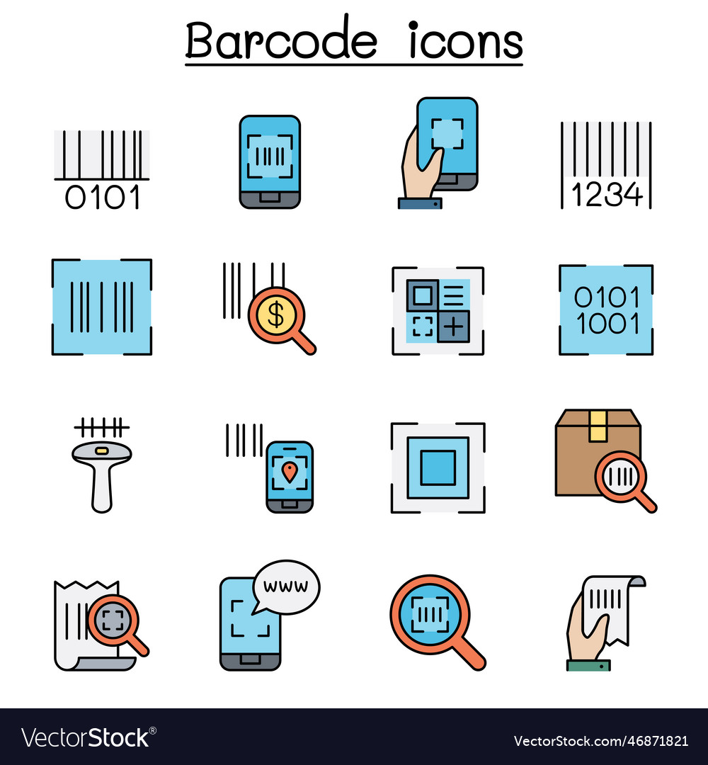 Qr code scanner package and barcode reader Vector Image