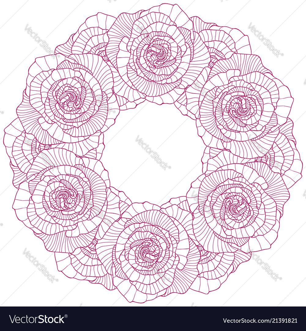 Round frame on linear rose background Royalty Free Vector
