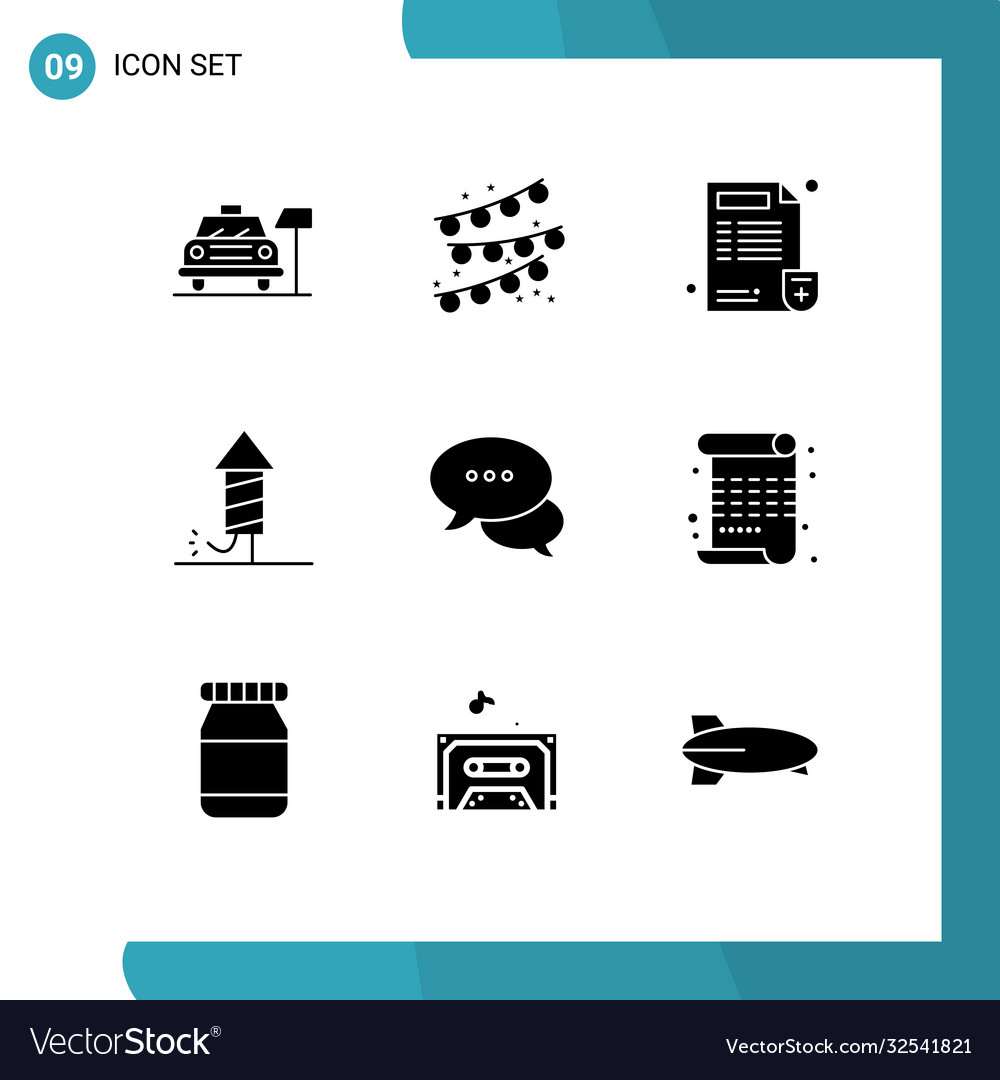 Set 9 commercial solid glyphs pack for message Vector Image
