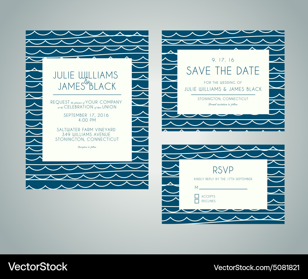 Set of wedding invitation cards with abstract Vector Image