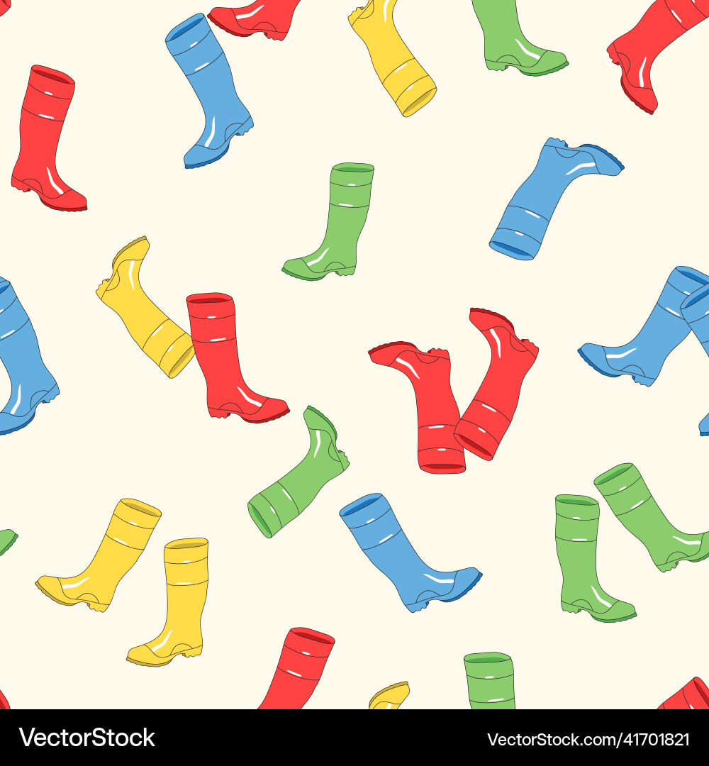 Spring rain boots pattern gardening Royalty Free Vector