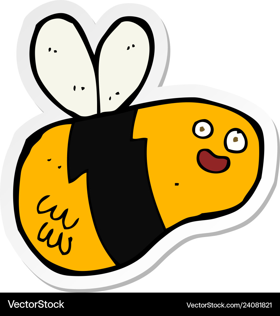 Sticker of a cartoon bee Royalty Free Vector Image
