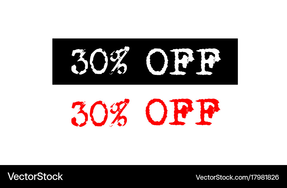 30 off rubber stamp badge with typewriter set Vector Image