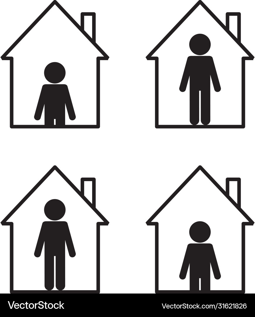 Avatars inside houses silhouette style icon Vector Image