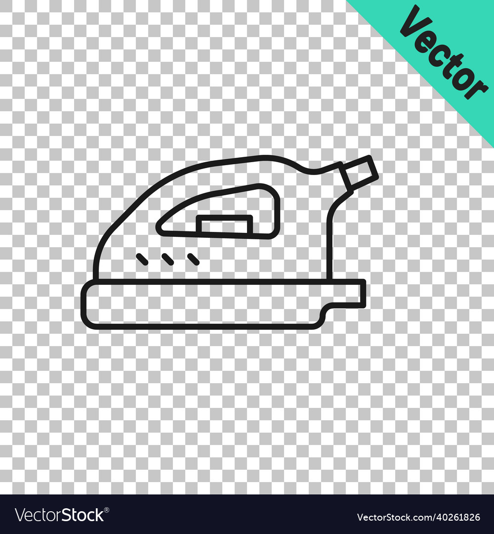 Black Line Electric Iron Icon Isolated Royalty Free Vector