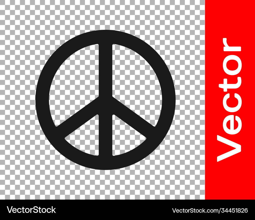 Black peace icon isolated on transparent Vector Image