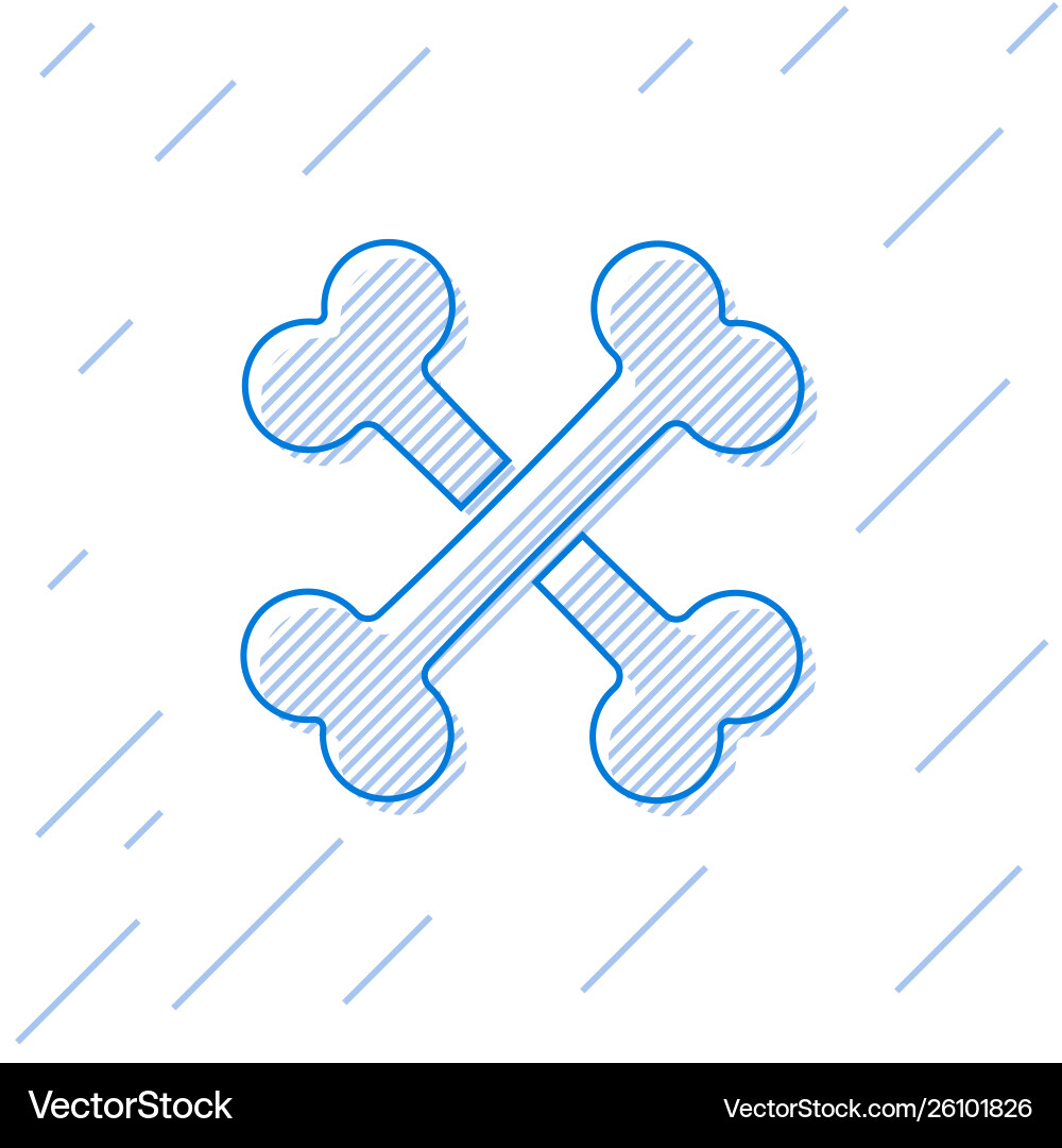 Blue crossed bones line icon isolated on white Vector Image