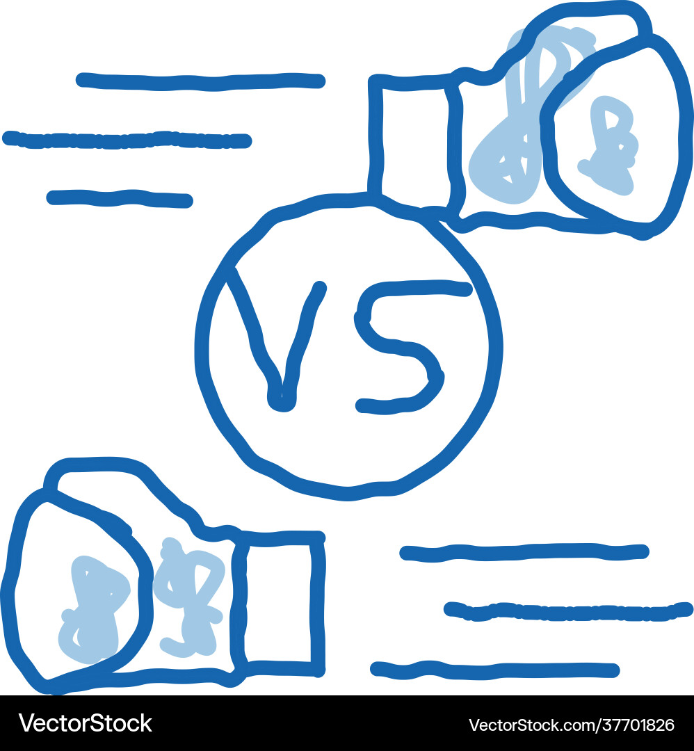 Box fight battle doodle icon hand drawn Royalty Free Vector
