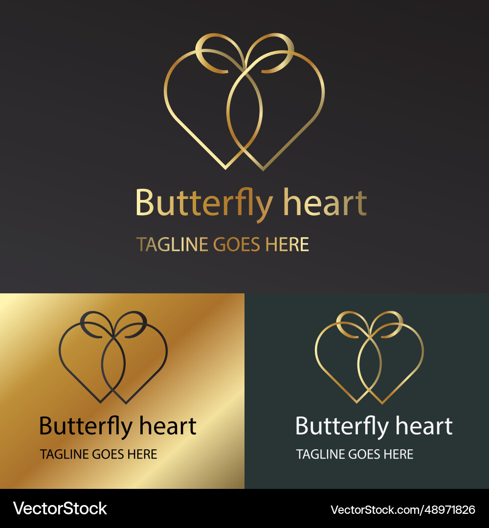 Butterfly heart logo design templates Royalty Free Vector