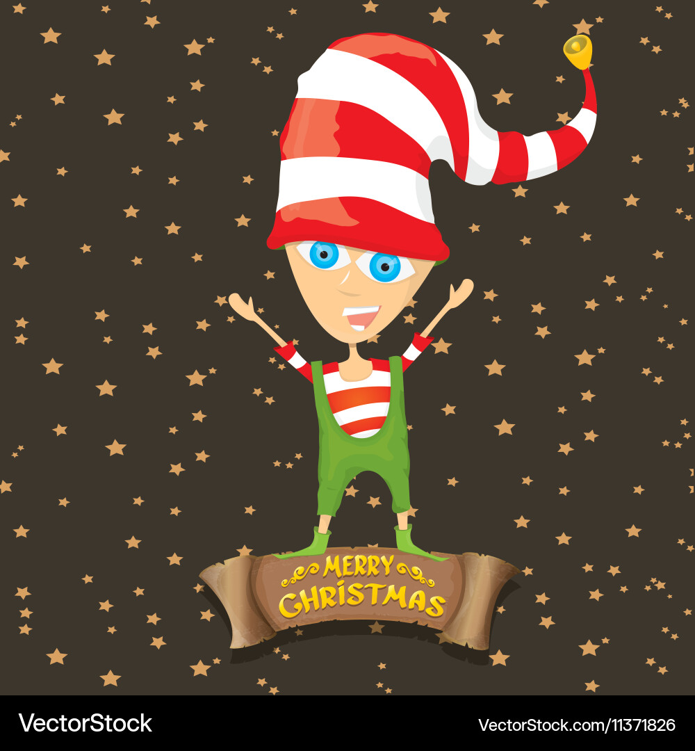 Cartoon cute merry christmas elf Royalty Free Vector Image