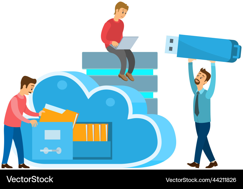 Cloud storage and usb flash drive storage device Vector Image