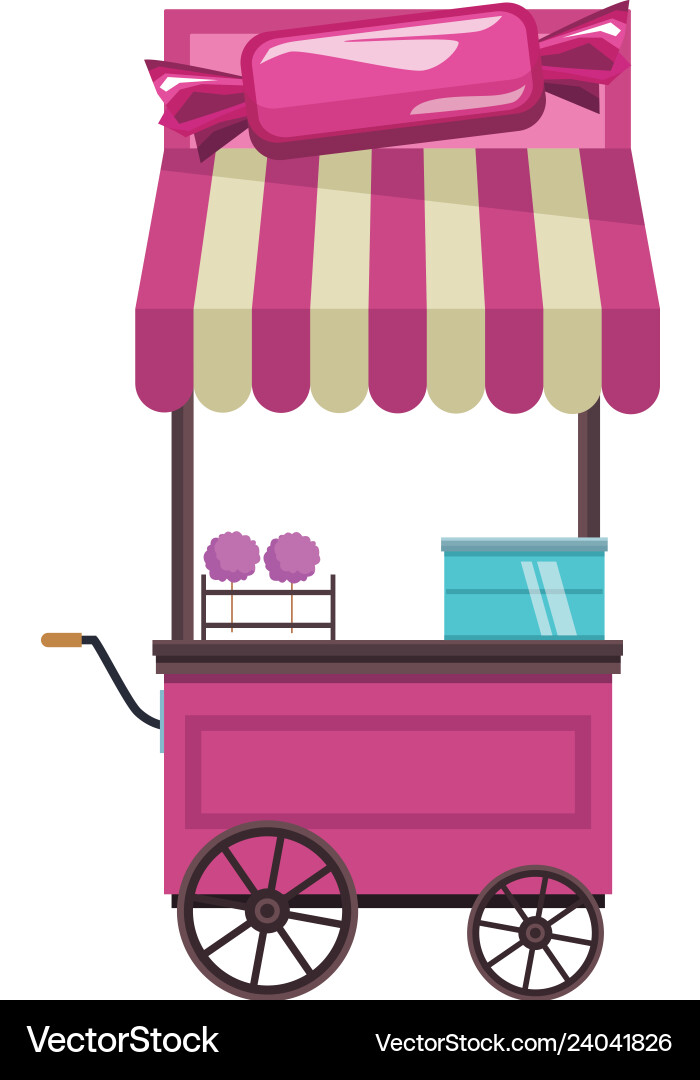 Cotton candy cart cartoon Royalty Free Vector Image