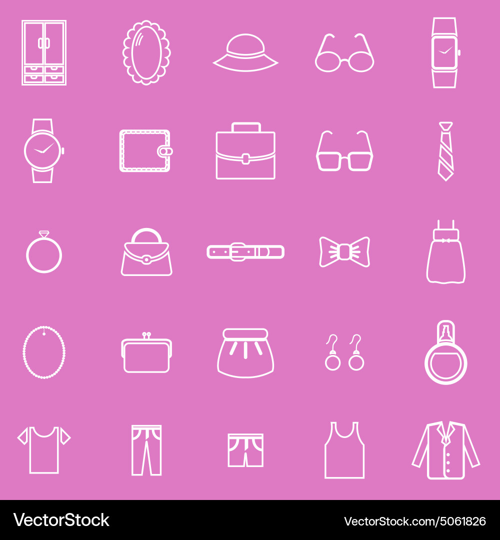 Dressing line icons on pink background Royalty Free Vector