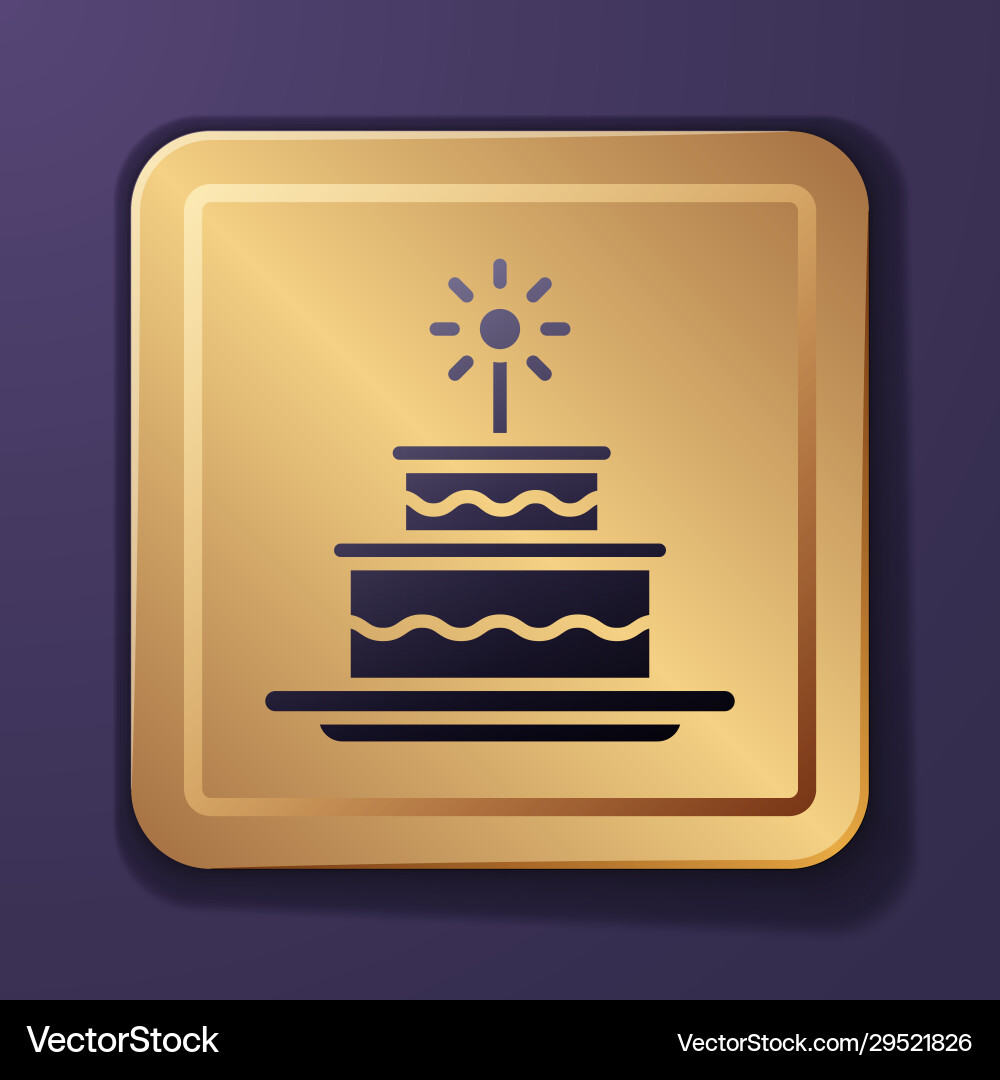 Purple cake with burning candles icon isolated Vector Image