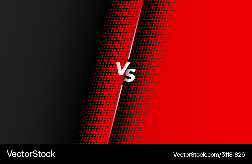 Red and black halftone versus vs banner design Vector Image