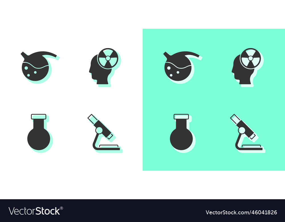 Set microscope test tube and flask and head Vector Image Set microscope test tube and flask and head Vector Image
