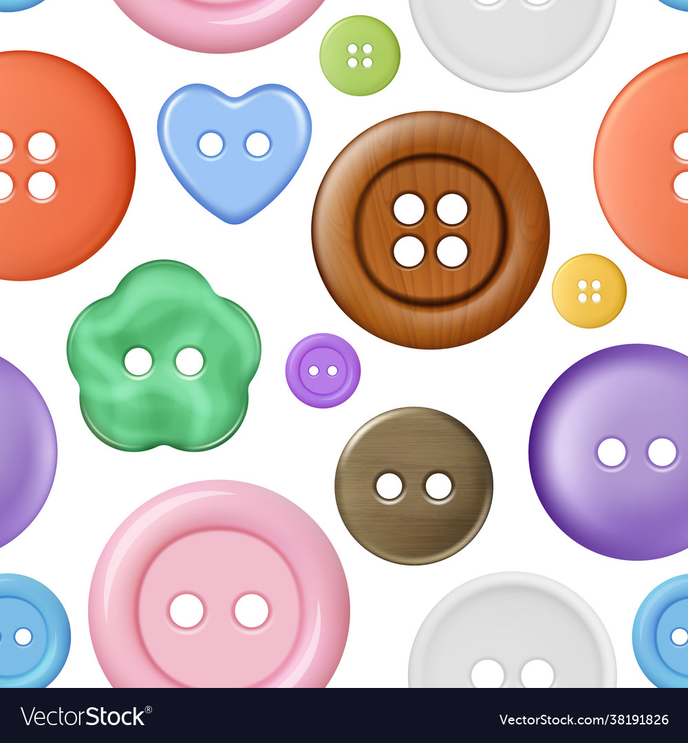 Tailor pattern colored buttons with thread sewing Vector Image