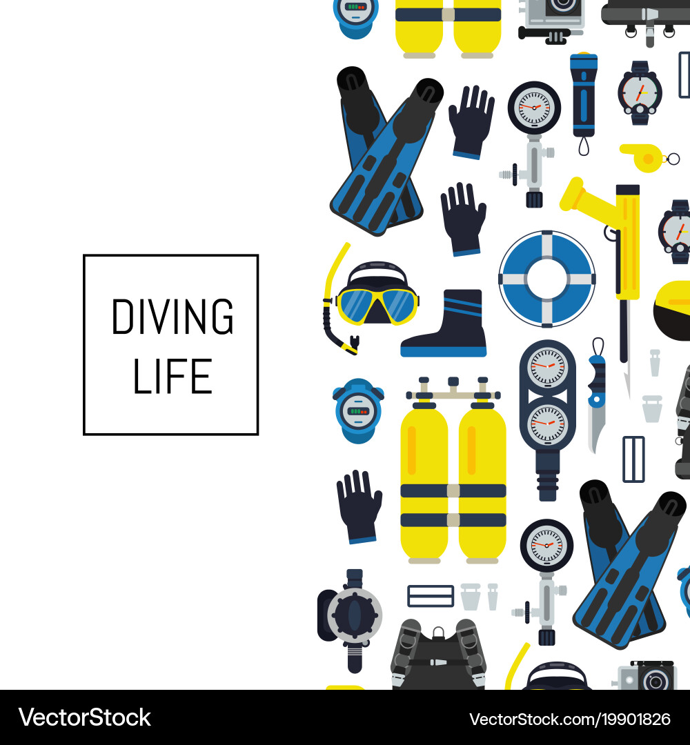 Underwater diving equipment Royalty Free Vector Image
