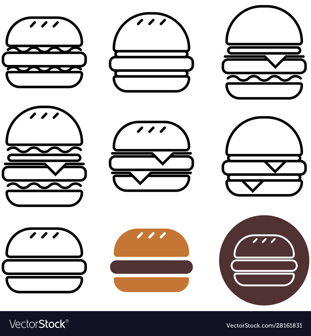 Burger icons set outline set burger Royalty Free Vector Burger icons set outline set burger Royalty Free Vector