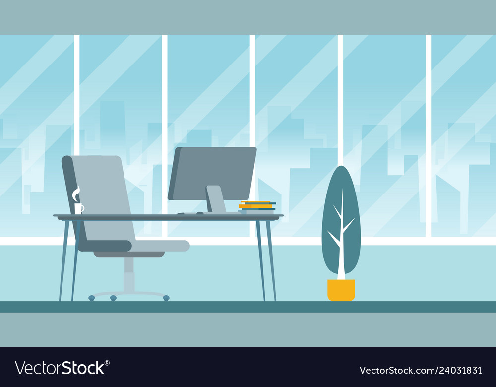 Empty ceo office interior flat Royalty Free Vector Image