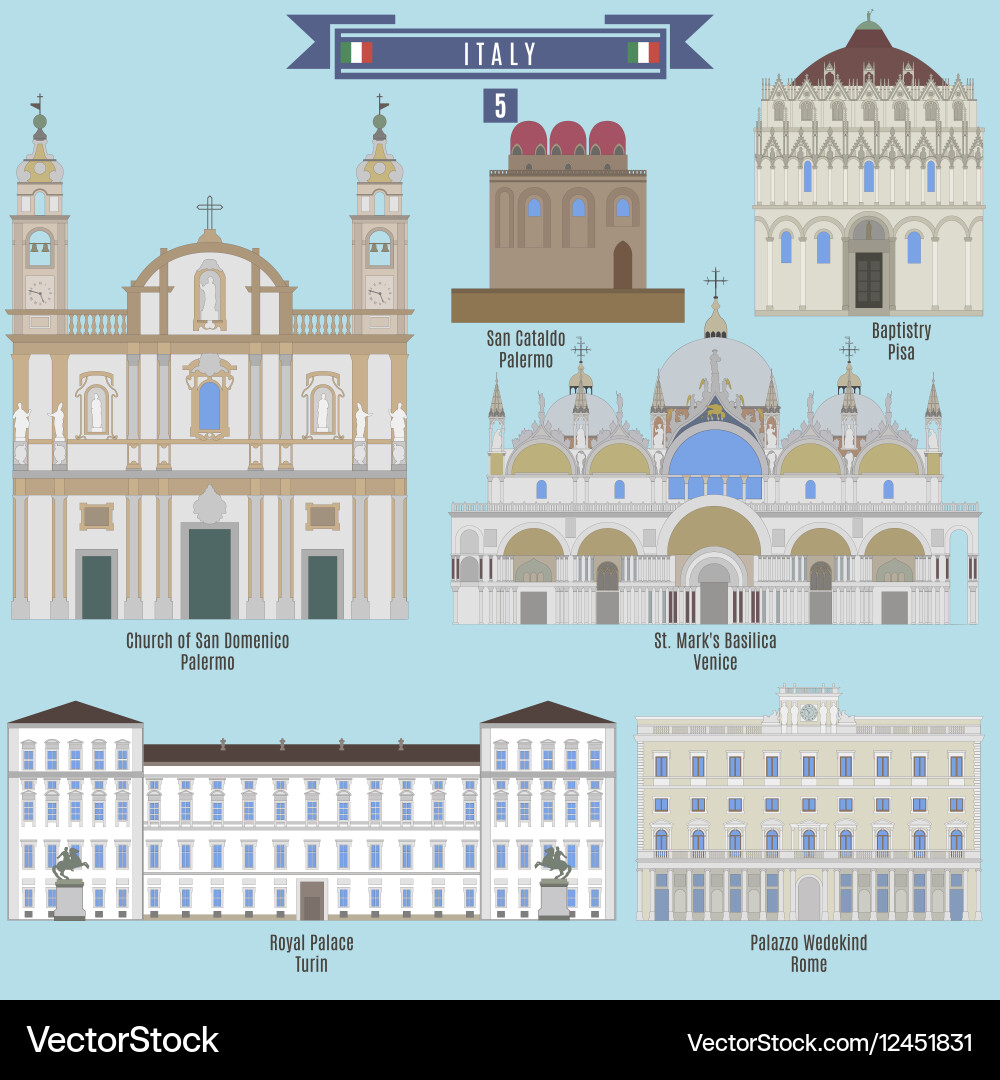 Famous Places in Italy Royalty Free Vector Image