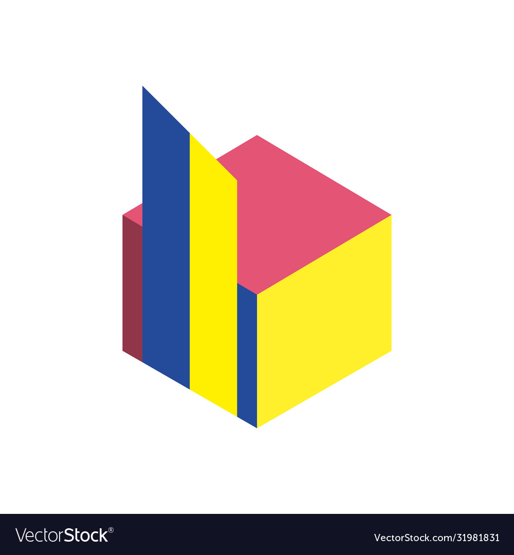 Geometric and abstract 3d cube flat style icon Vector Image