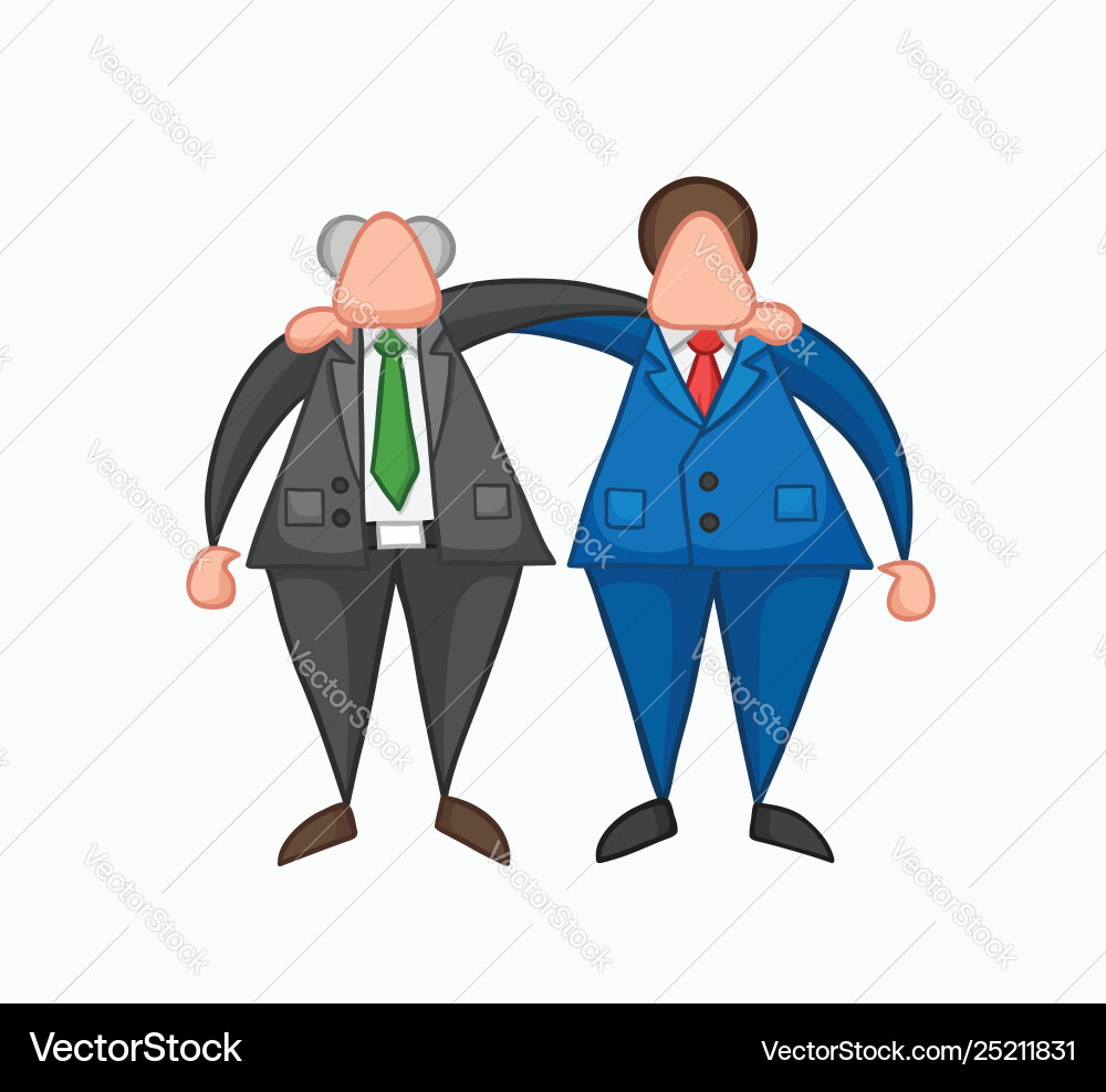 Hand-drawn happy boss and businessman worker Vector Image