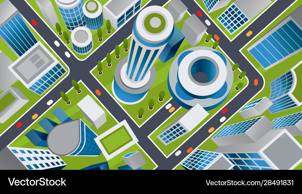 Isometric a futuristic city Royalty Free Vector Image