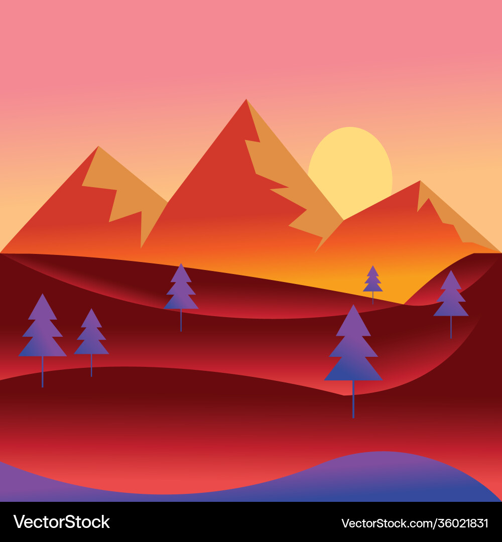 Landscape background colorful nature sunset Vector Image