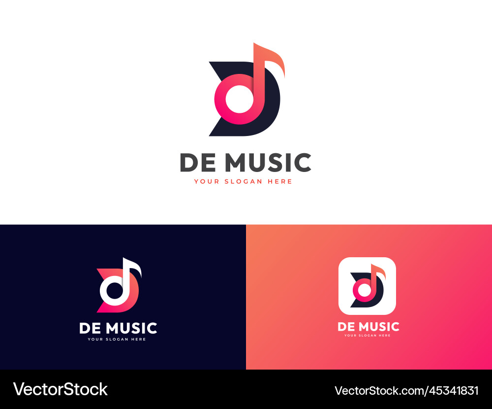 Letter d logo design with music note icon modern Vector Image