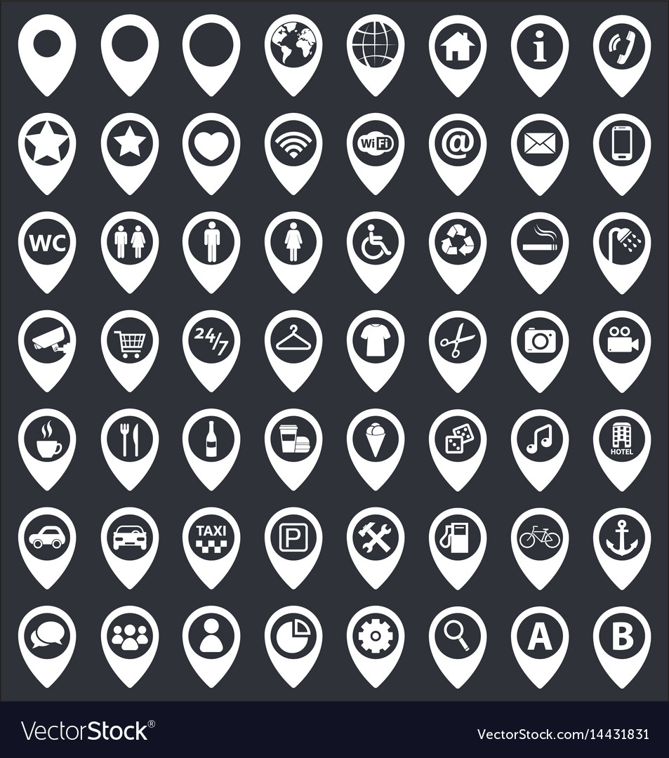 Map pointer icons set Royalty Free Vector Image Map pointer icons set Royalty Free Vector Image