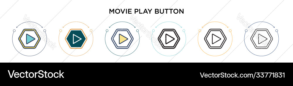 Movie play button icon in filled thin line Vector Image