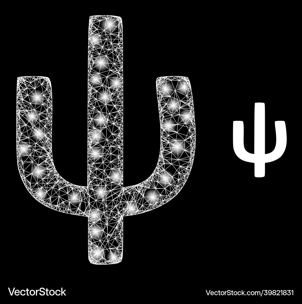 Polygonal 2d mesh psi greek lowercase symbol Vector Image