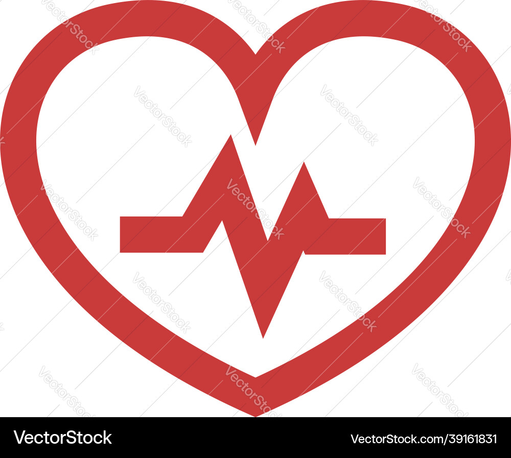 Red heart beat on a white background Royalty Free Vector