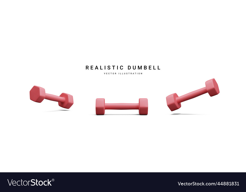 Set of 3d realistic red dumbbells isolated Vector Image