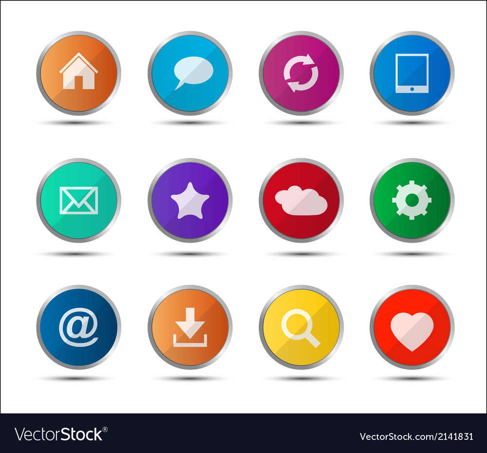 Set of colored navigation web icons on white Vector Image