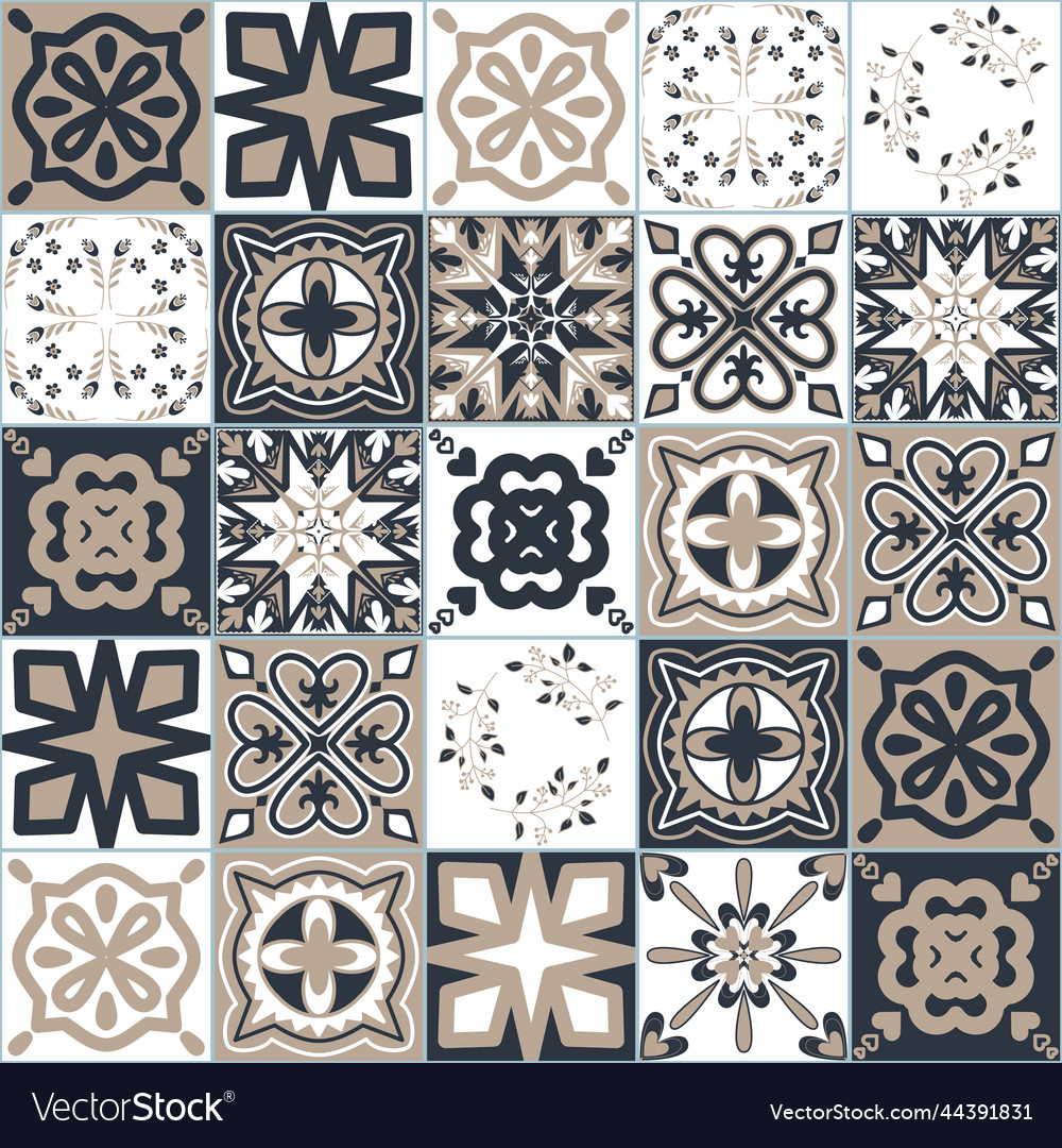 Spanish ceramic tiles dark gray beige color wall Vector Image