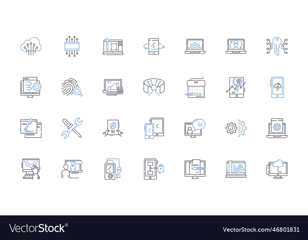 Systems line icons collection integration Vector Image Systems line icons collection integration Vector Image