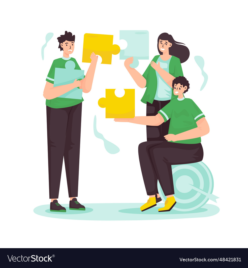 Teamwork working together complementary team flat Vector Image
