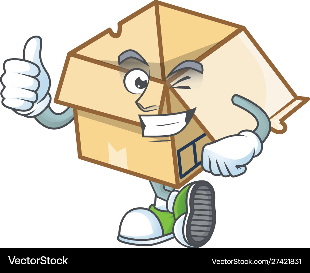 Thumbs Up Cardboard Open With Character Mascot Vector Image