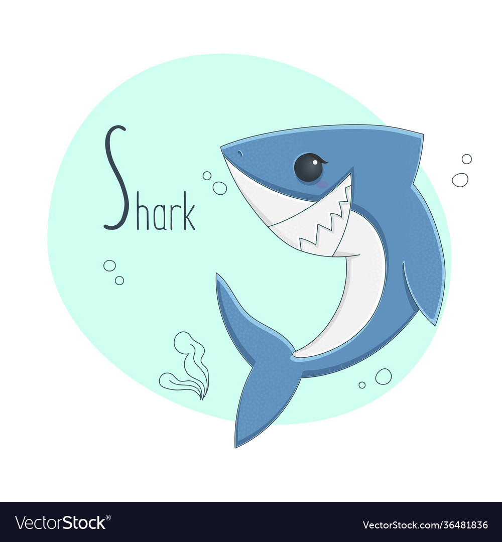 Alphabet letter animals children shark fish Vector Image