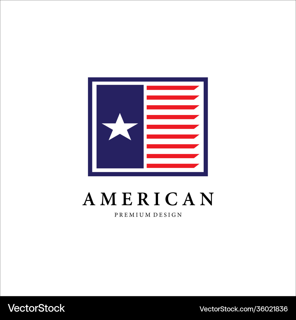 American flag vintage logo design Royalty Free Vector Image