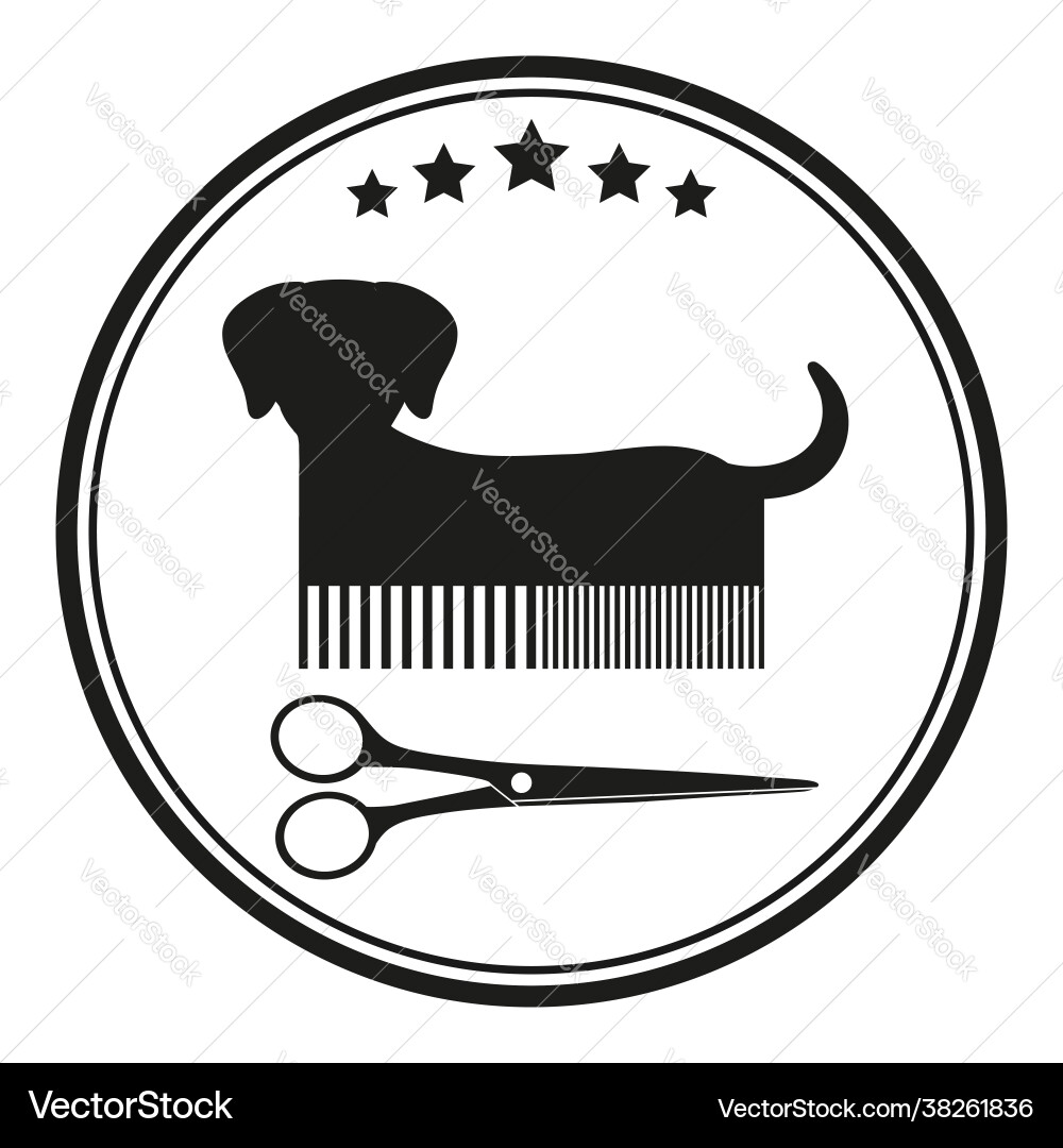 Animal haircut emblem Royalty Free Vector Image
