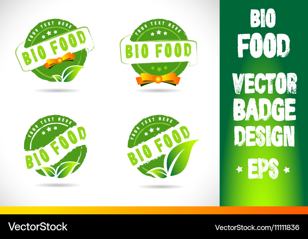 Bio food badge logo Royalty Free Vector Image - VectorStock