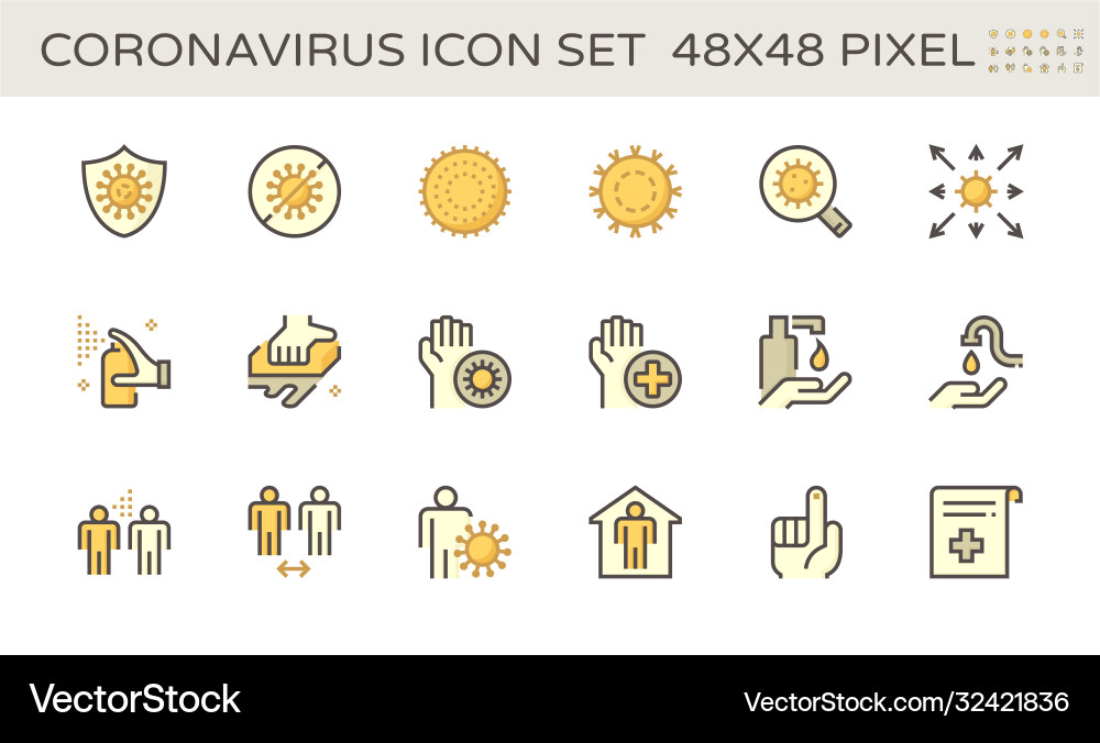Coronavirus disease and prevention icon set Vector Image
