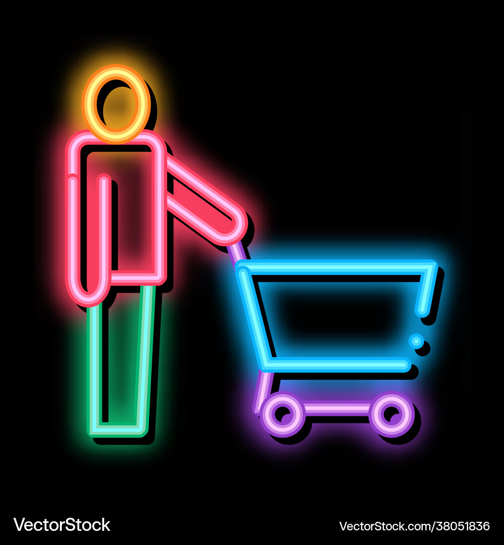 Customer cart neon glow icon Royalty Free Vector Image
