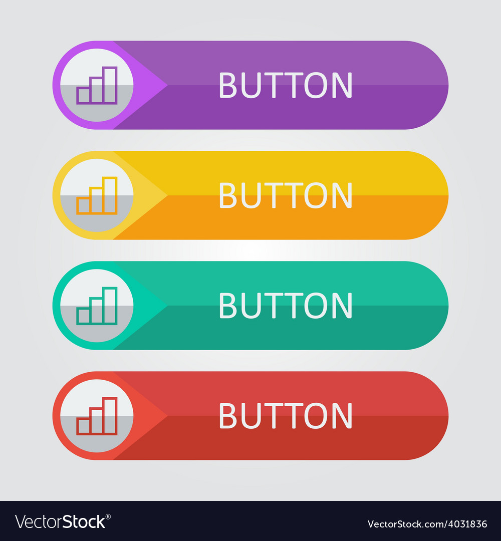 Flat buttons with statistic icon Royalty Free Vector Image