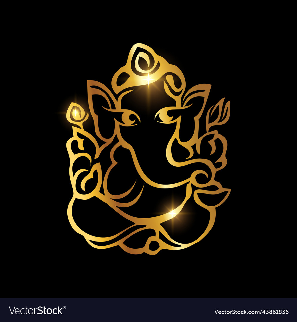 Golden ganesh puja ganesh chaturthi sign Vector Image