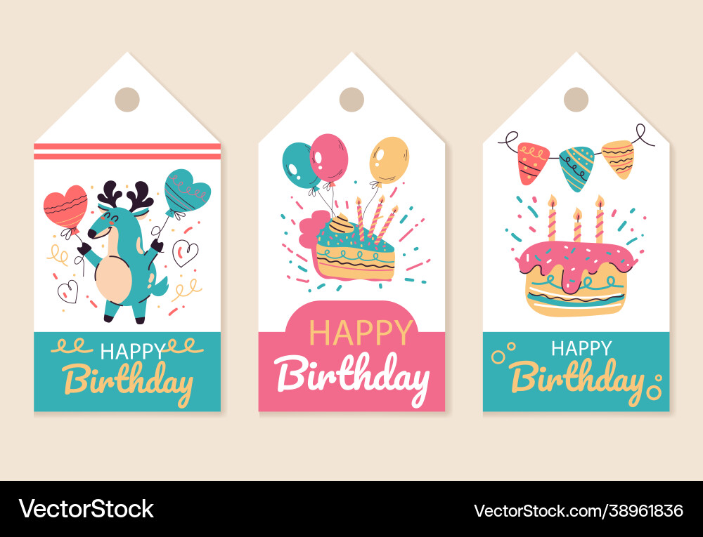 Happy birthday party event celebration label Vector Image